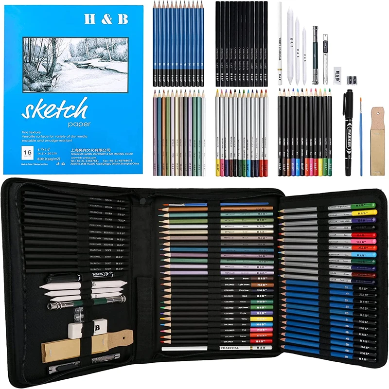 71Pcs-Drawing-Pencil-Set-Colored-Sketching-Pencils-for-Artist-Beginn ...