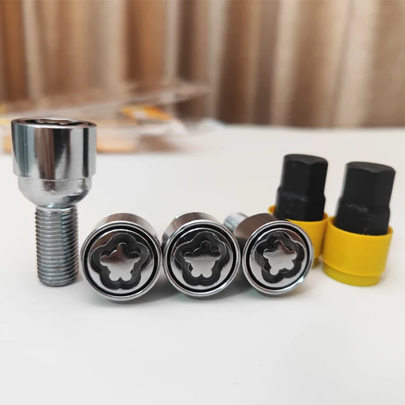 M14x1.5 M12x1.5 4Bolts+2Keys Ball Seats Safety Anti-Theft Auto Car ...