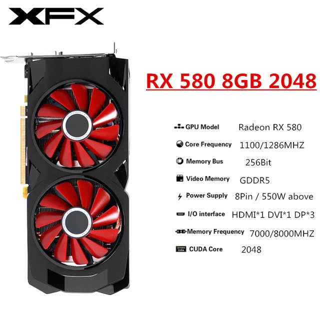 Original XFX RX590 RX580 RX 580 RX 590 GME 8GB 4GB Graphics Cards GPU R9 370 380 2GB AMD GTX ...