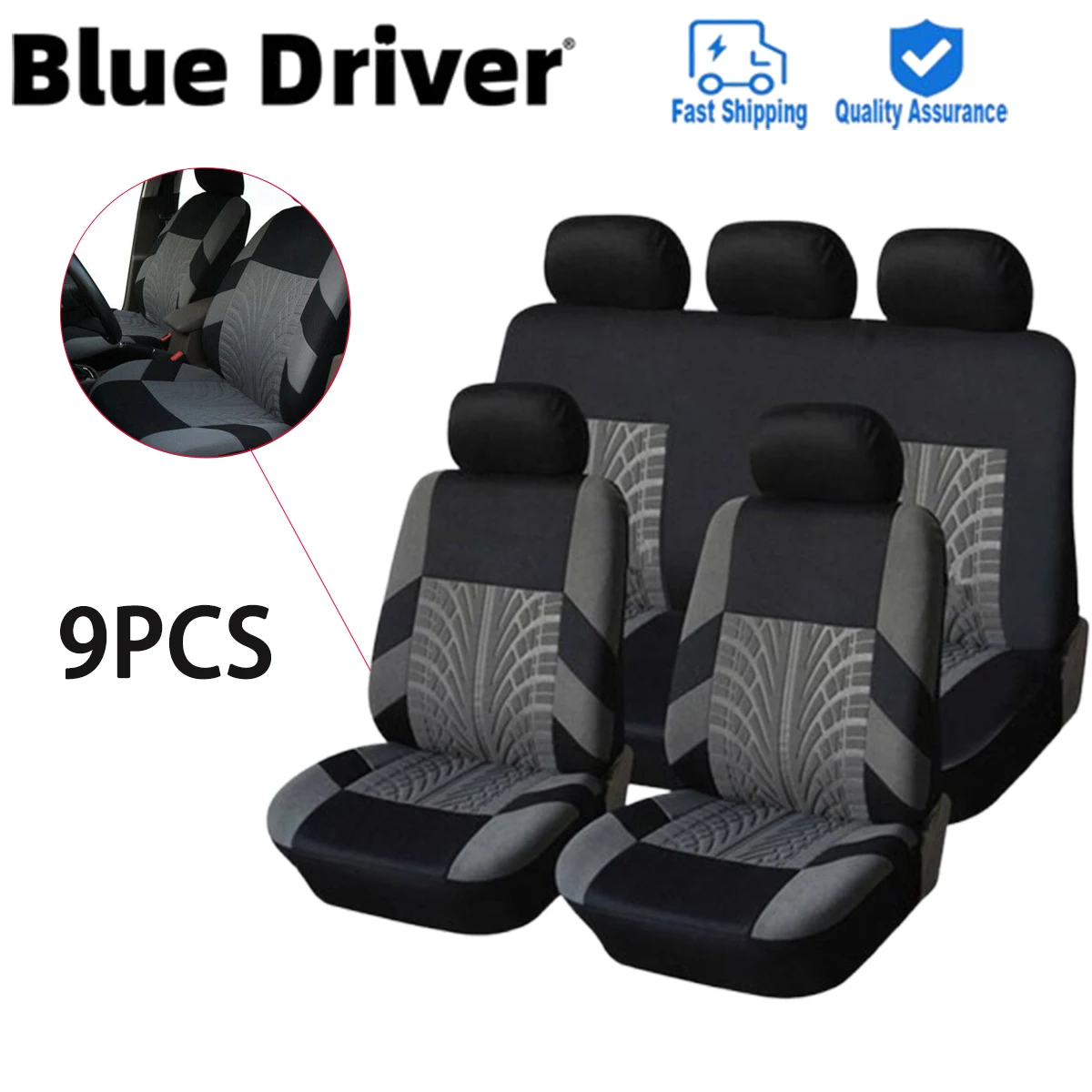 2/5Seats Automobile Universal Seat Cover Complete Set Front Split Type ...