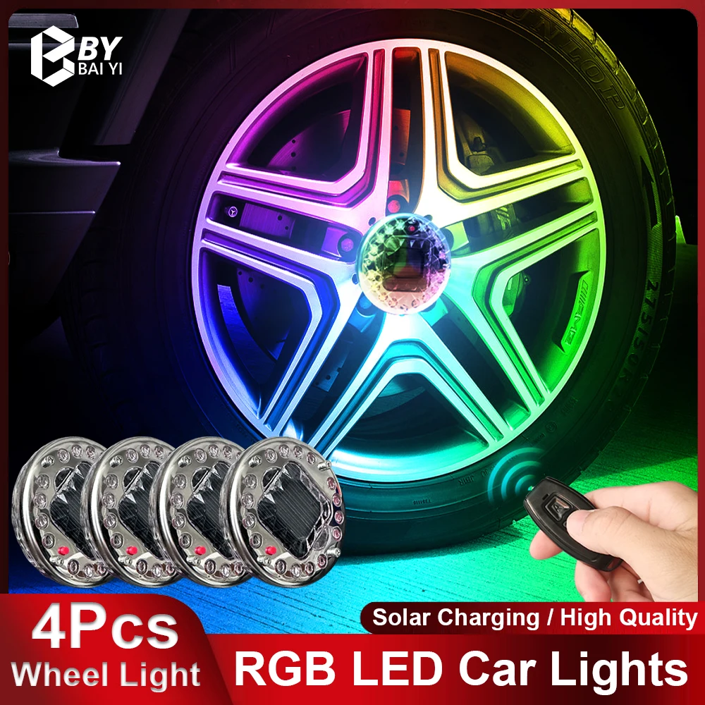 4Pcs-LED-Car-Wheel-Lights-RGB-Car-Ambient-Light-Remote-Control-7-Color ...