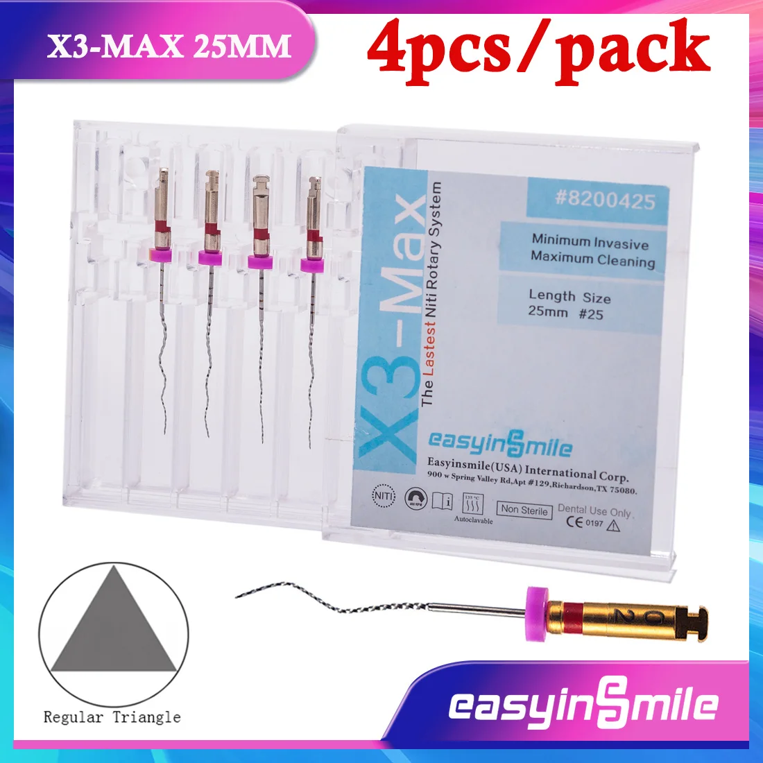 Easyinsmile 4Pcs Endodontic Files X3-MAX NITI Rotary Endo Files Root ...