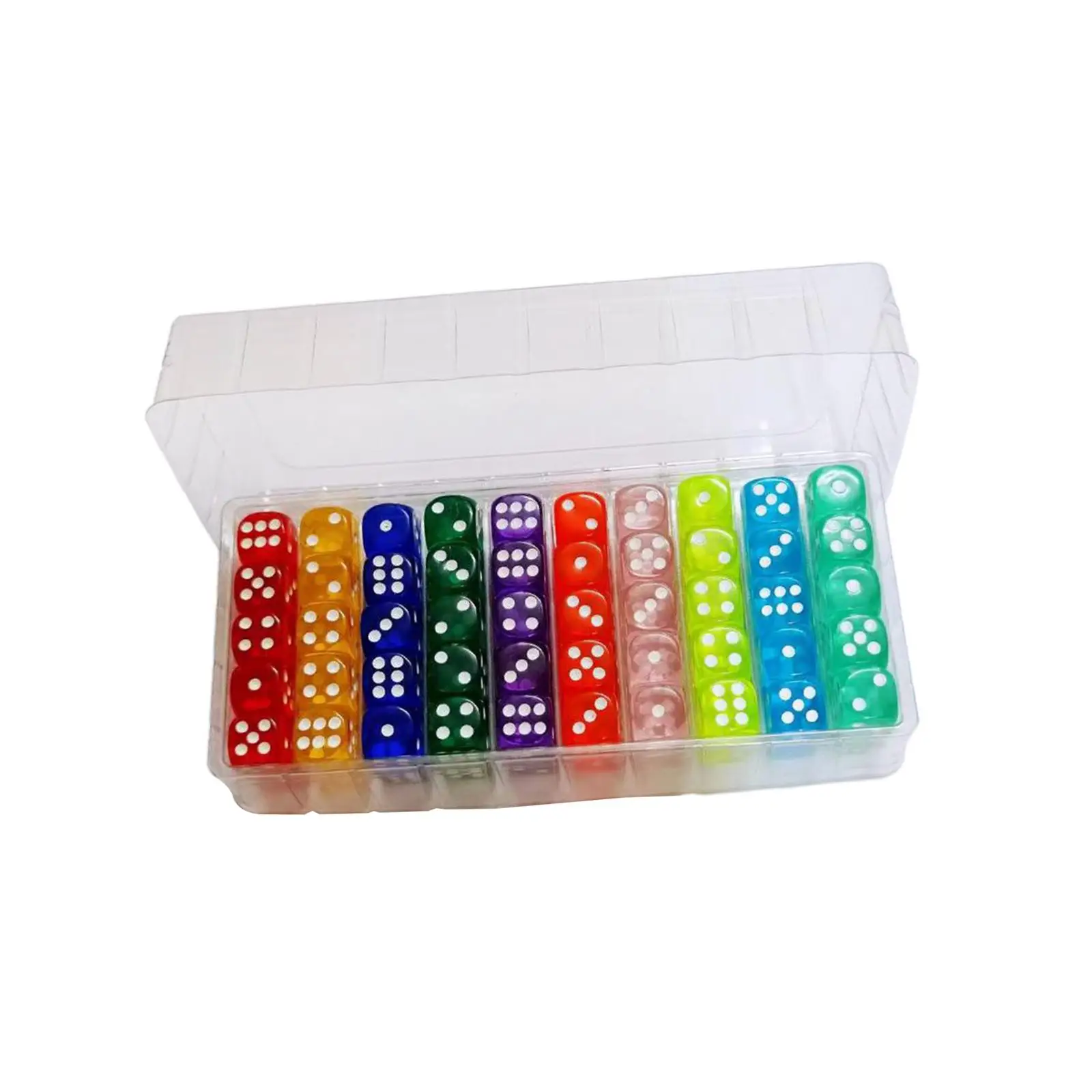 100Pcs 6 Sided Games Dice Set Translucent Colors Round Corner Acrylic ...
