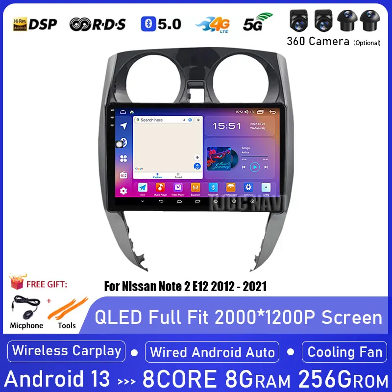 10.1" Android 13 For Nissan Note 2 E12 2012 2021 Car Radio Multimedia ...