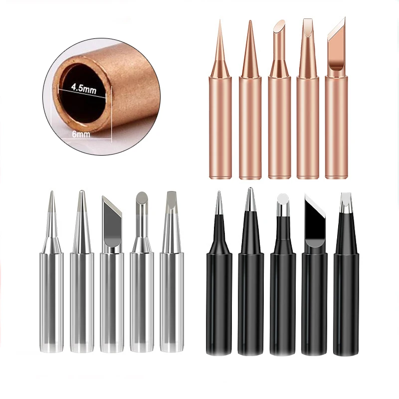 5pcs Soldering Iron Tip Pure Copper 900M Soldering Iron Head Set Inside ...