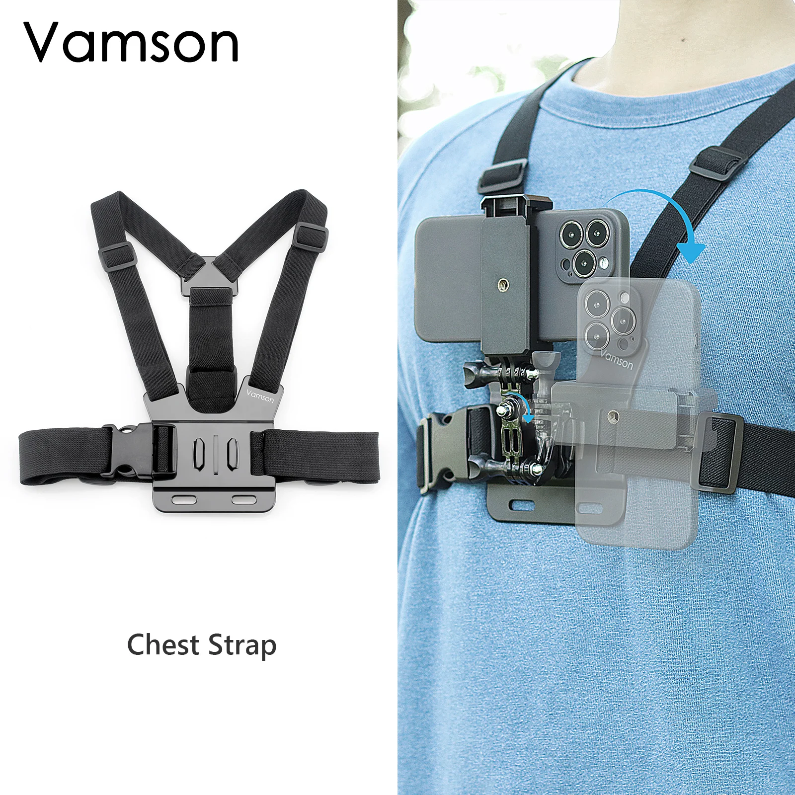 Vamson Chest Strap Mount Belt with Mobile Phone Clip Fix Mount for ...