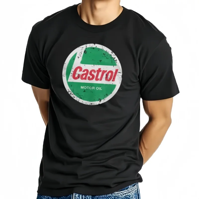Castrol T Shirt Men's Pure Cotton Funny T-Shirts Round Neck Motor Oil ...