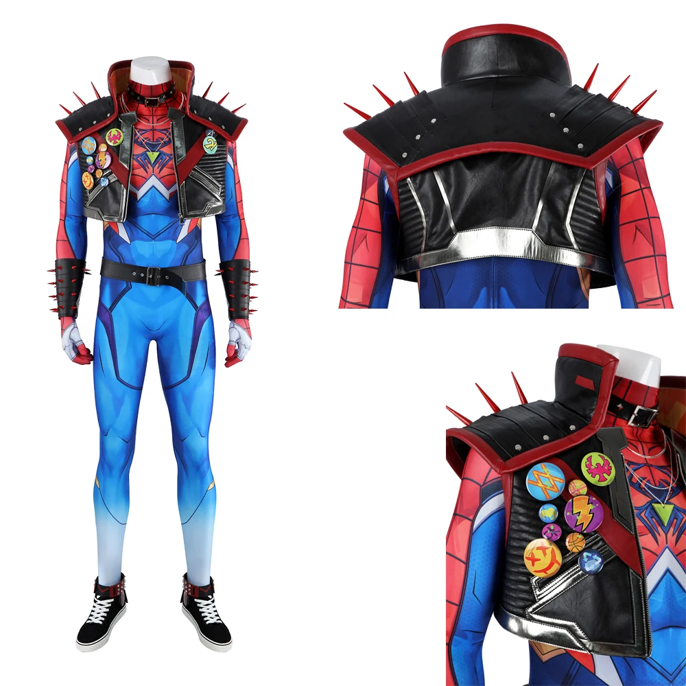 Nuevo 2099 disfraz Spideer Punk disfraz de Cosplay 3D impreso elástico ...