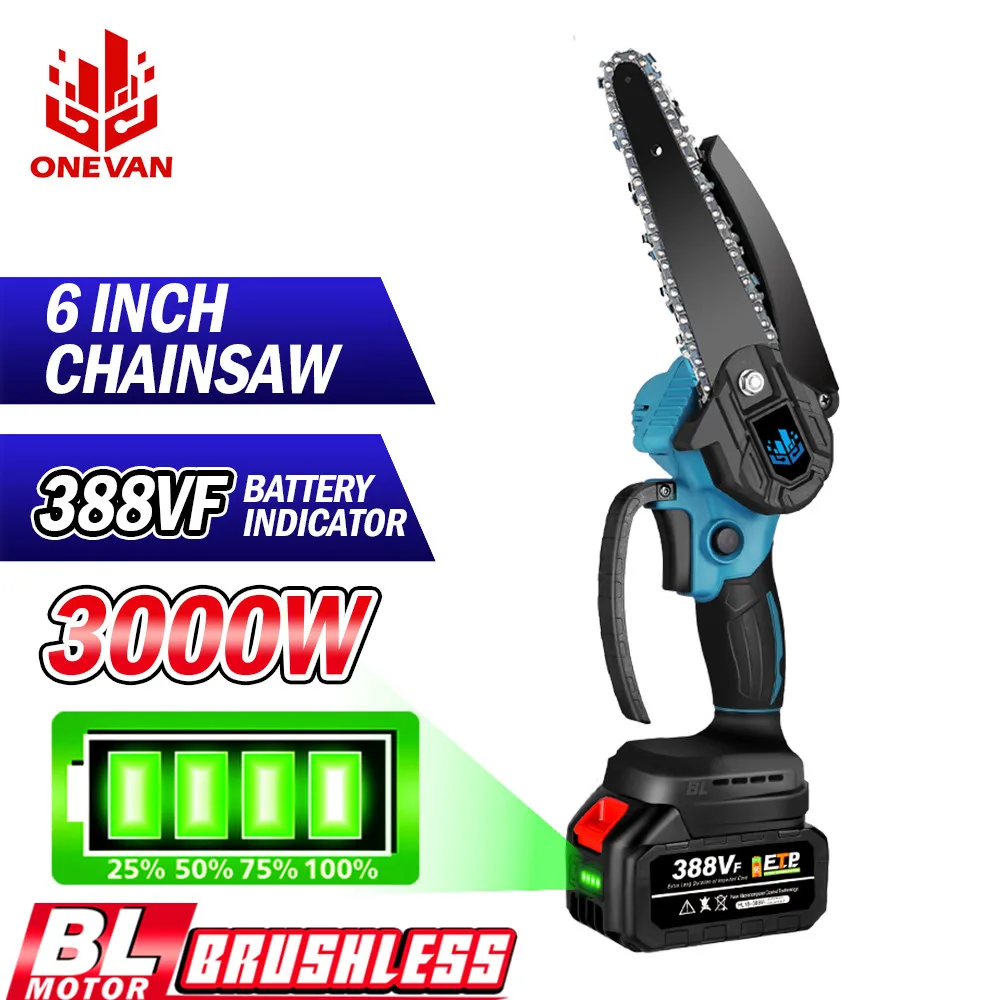 ONEVAN-6Inch-Brushless-Electric-Chain-Saw-3000W-Rechargeable-Battery ...