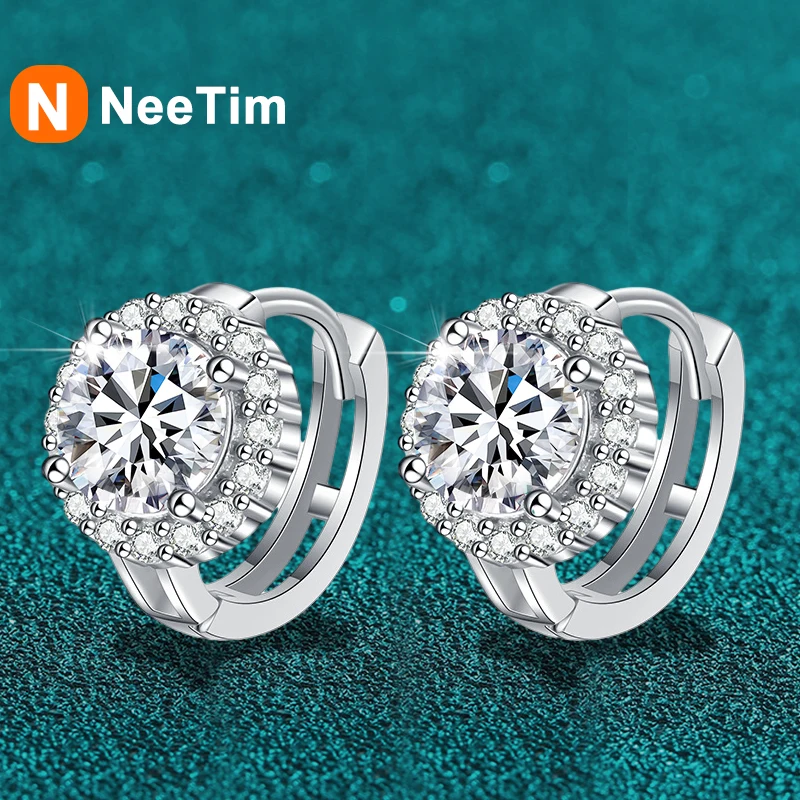 NeeTim-Moissanite-Brincos-para-Mulheres-S925-Sterling-Silver-Banhado-a-Ouro-18K-Ear-Studs ...