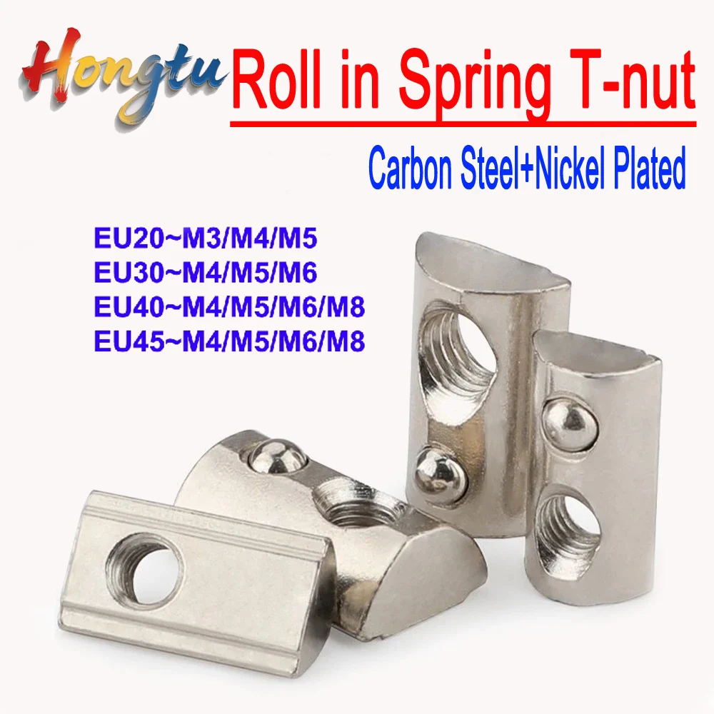 Roll-in T Spring Nuts M3 M4 M5 M6 M8 Half Round Ball Elasticity Spring ...