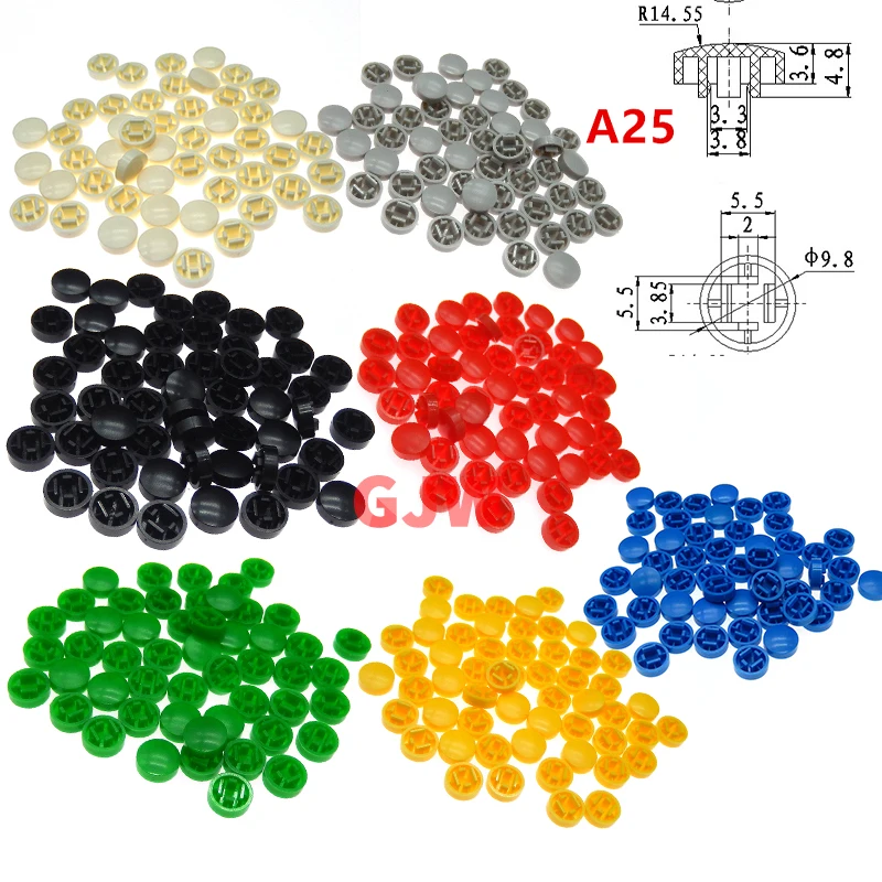 70PCS A25 Plastic Button Caps Push Switch Cap Size 4.8*9.8mm For B3F ...