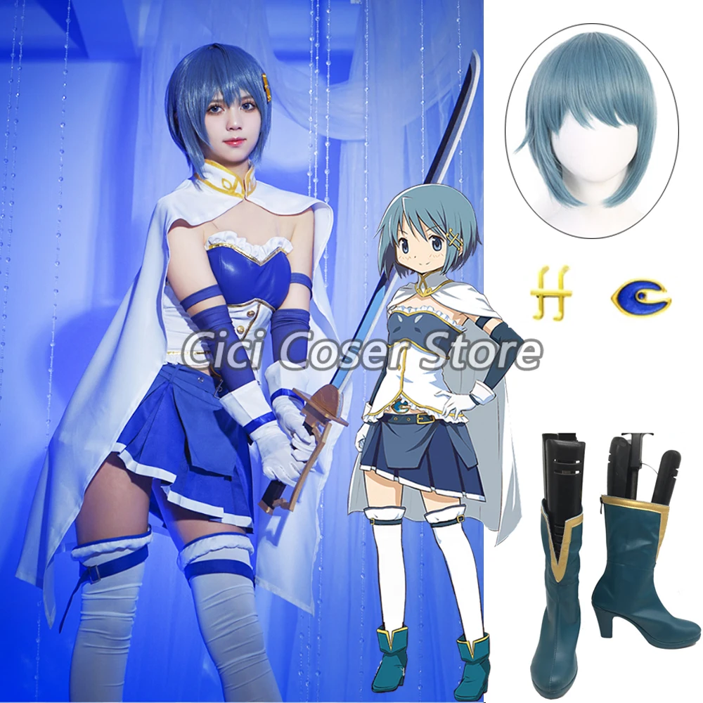 Anime Miki Sayaka Cosplay Costume Dress Cloak with Hairclip Socks ...