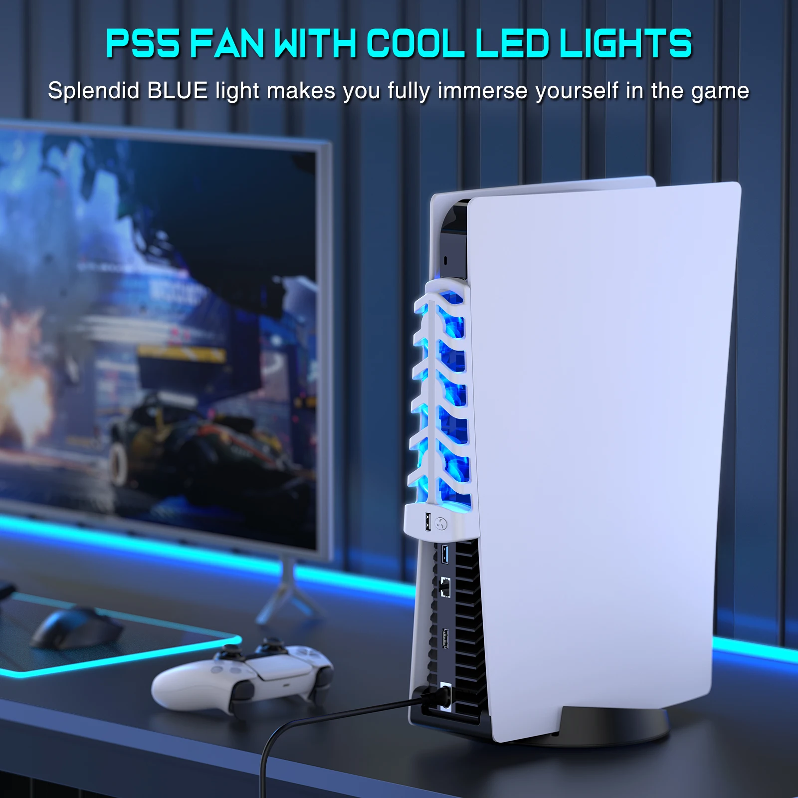 Dinofire-for-PS5-Cooling-Fan-Game-Console-Cooler-Station-with-RGB-Light ...