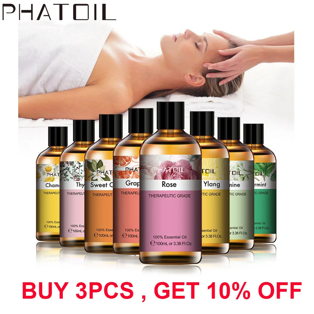 100ml Pure Natural Rose Essential Oils Humidifier Diffuser Lavender ...