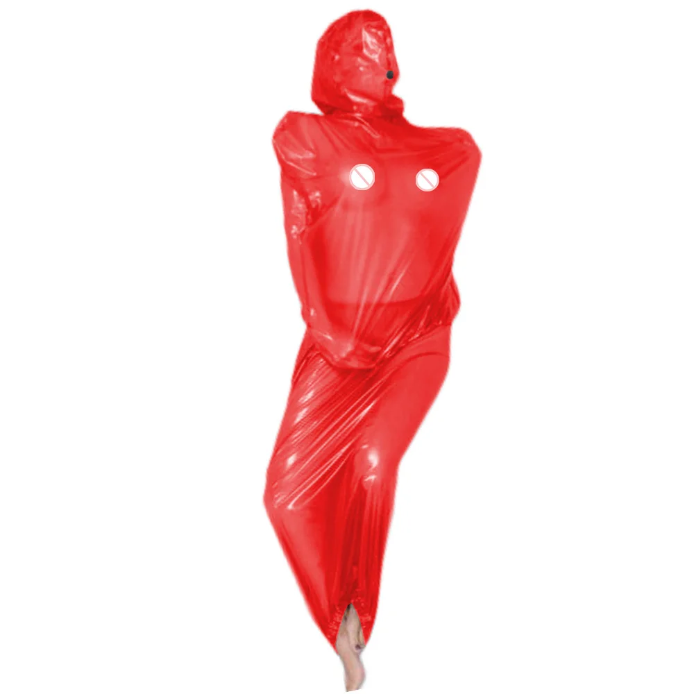 Zentai Suit Elastic Plastic BDSM Sleeping Sack Wrap Dress Transparent ...