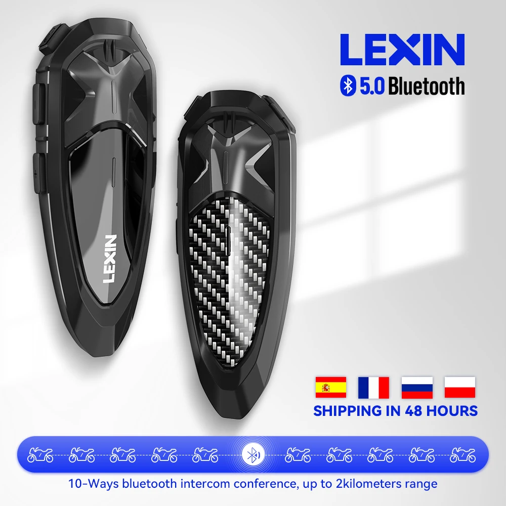 Lexin Lx-gtx Intercom Motorcycle 2 Casques Bluetooth One Button Pairing ...