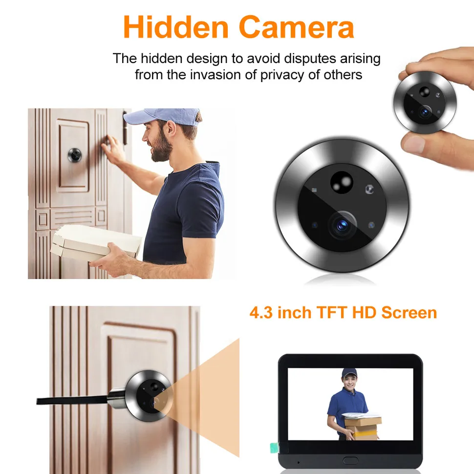 Wifi-Electronic-Cat-Eye1080P-2-4G-Auto-Sensor-Door-Eye-Camera-4-3inch ...