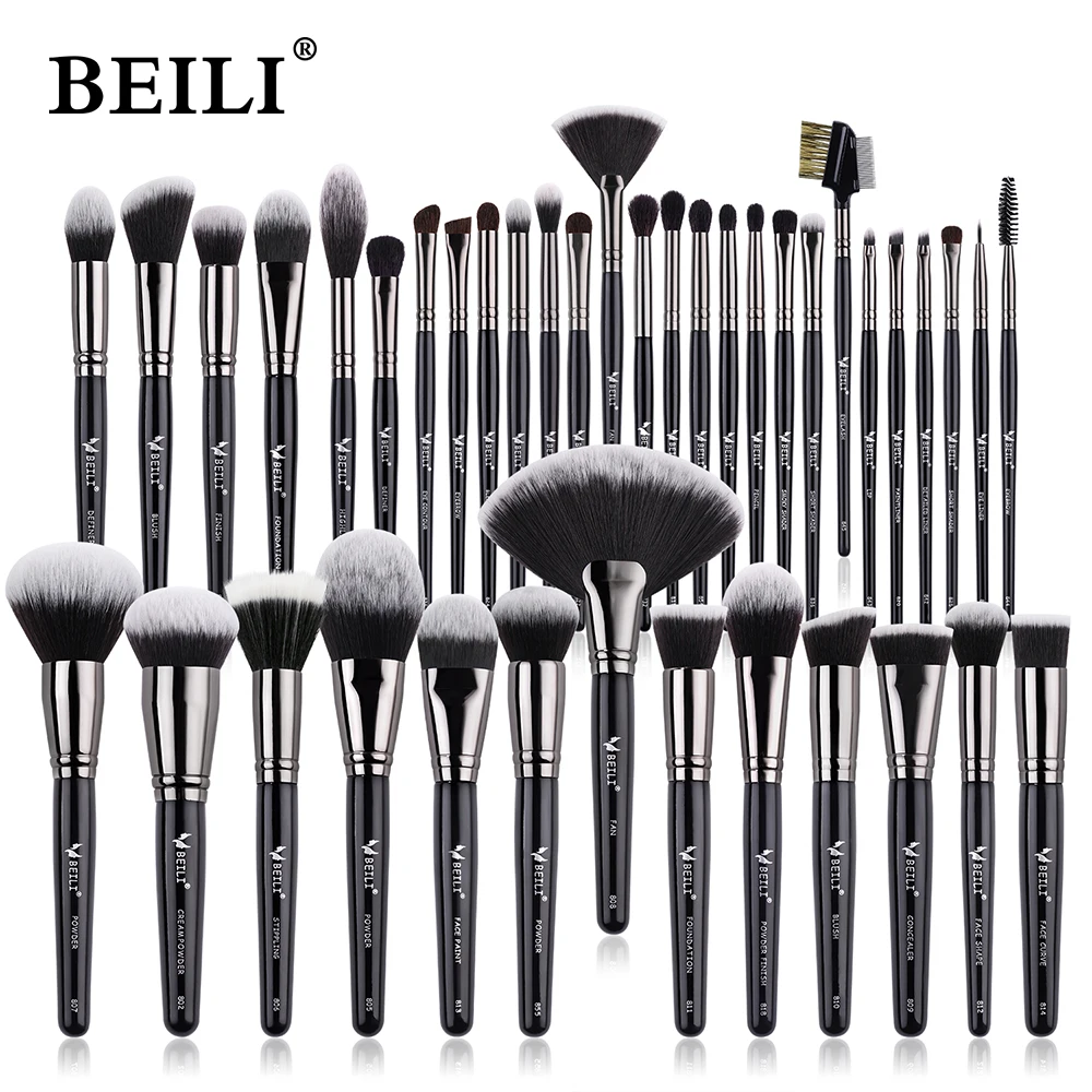 Beili Luxury Black Professional Makeup Brush Set Big Powder Makeup ...
