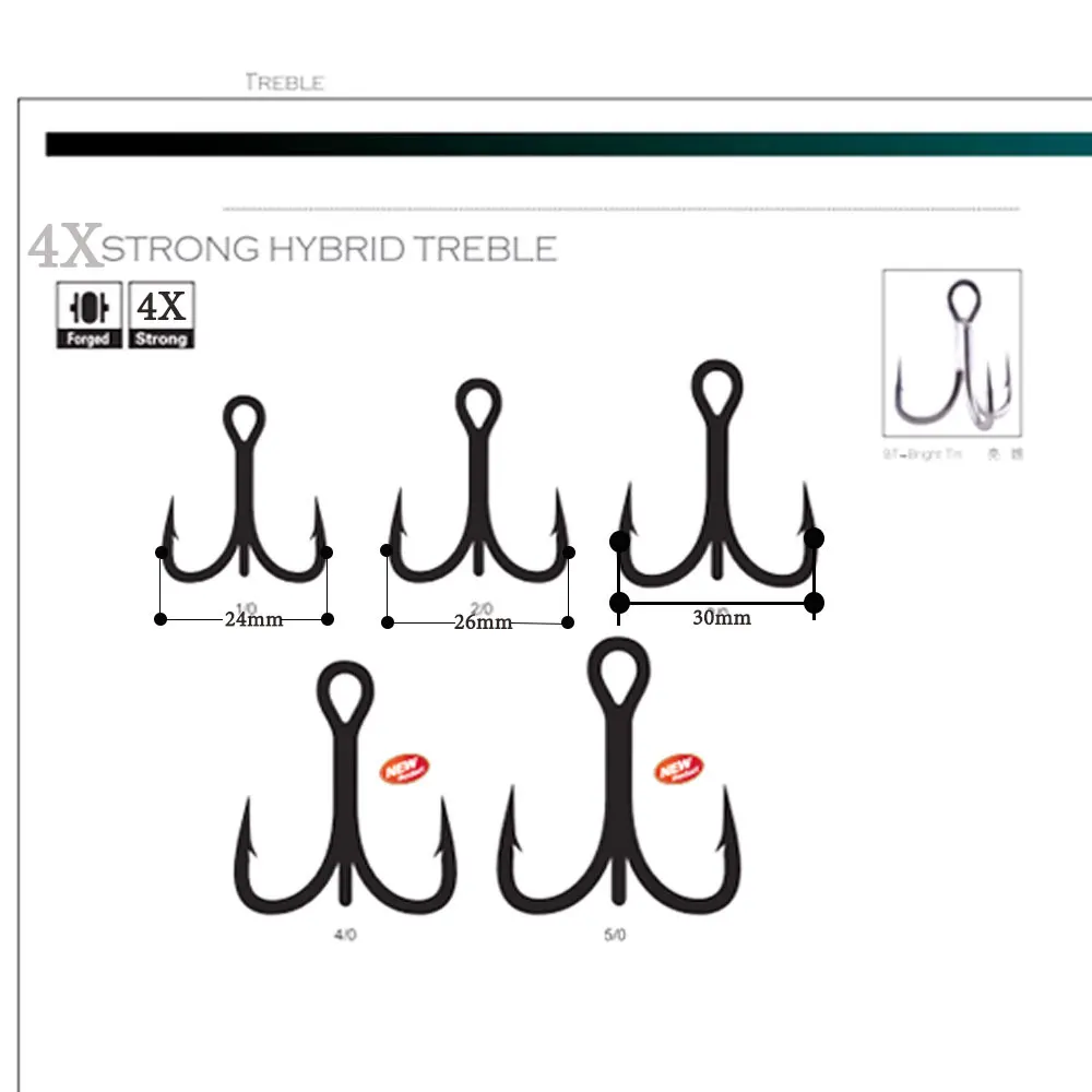 AS 50pcs Origin Treble Fish Hooks Sharpened Sea 1/0 2/0 3/0 Lure ...