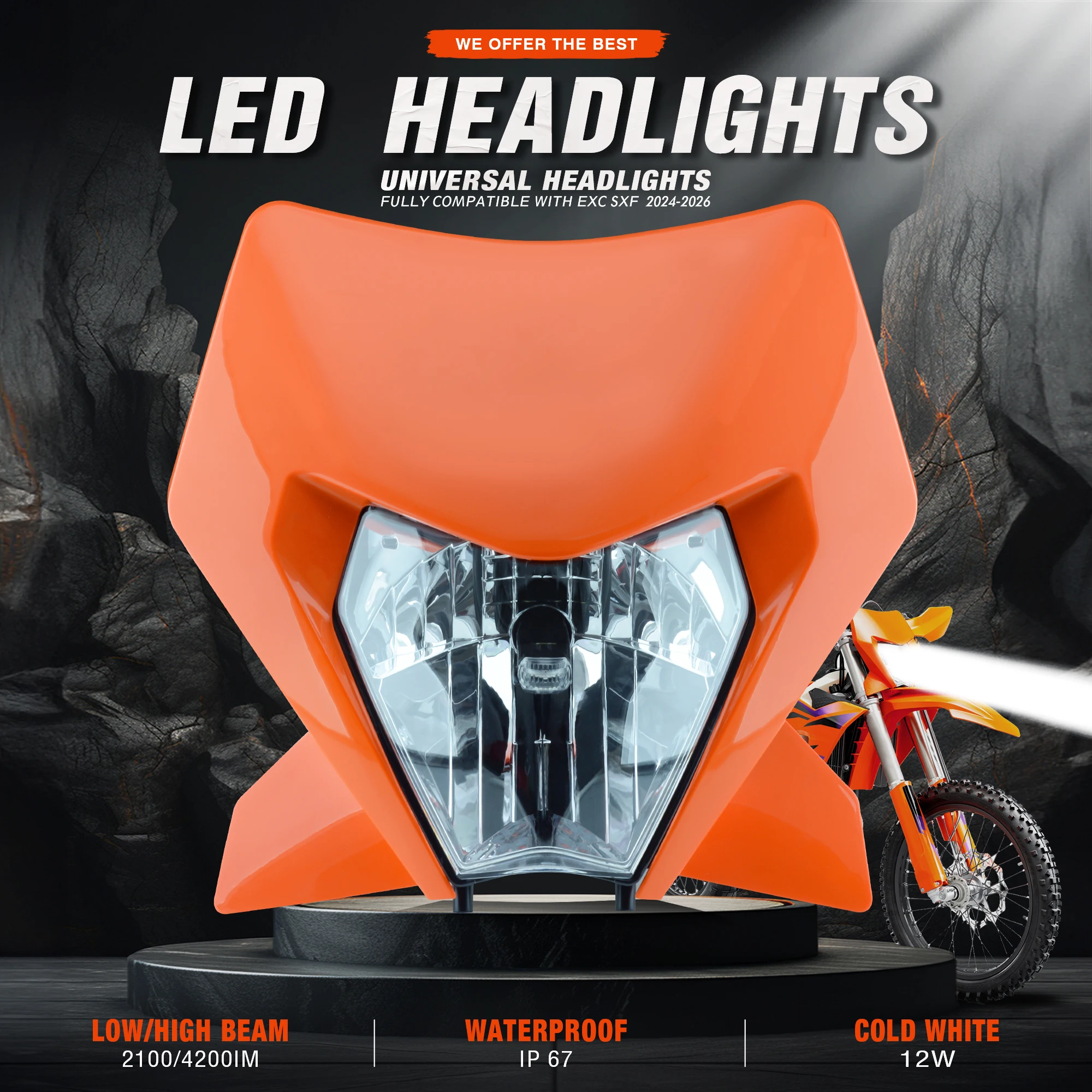 PowerZone-Motorcycle-LED-Headlight-Headlamp-Head-Light-Supermoto ...