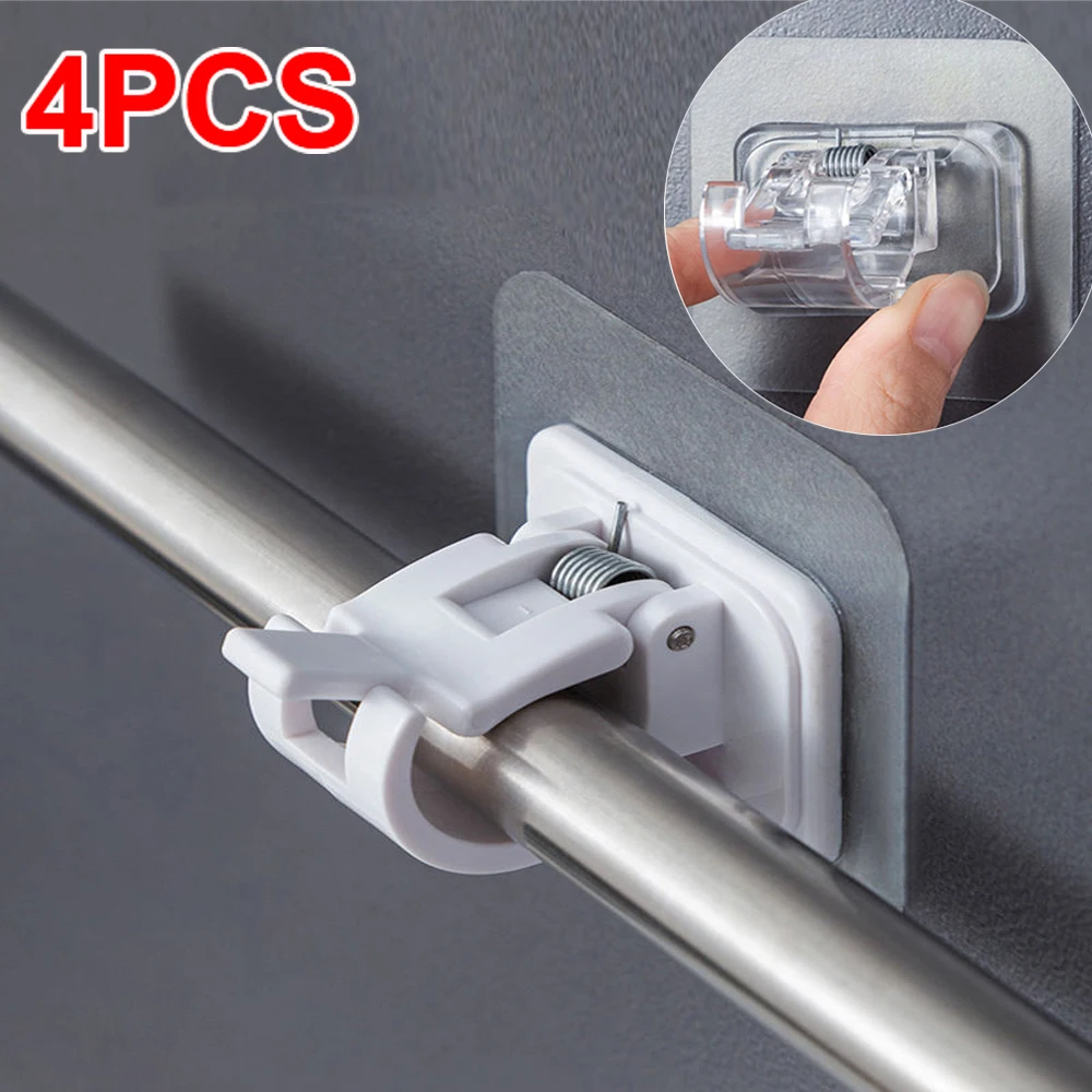 Adjustable-Curtain-Rod-Clip-Hook-Punch-free-Self-Adhesive-Hooks-Curtain ...