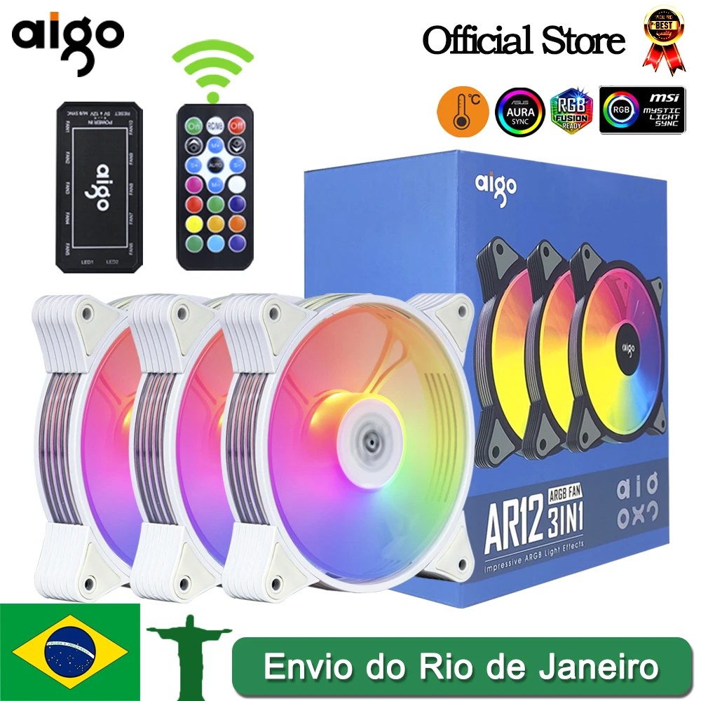 Aigo Ar12 White 120mm Pc Computer Case Fan Cooling Cooler 6pin ...