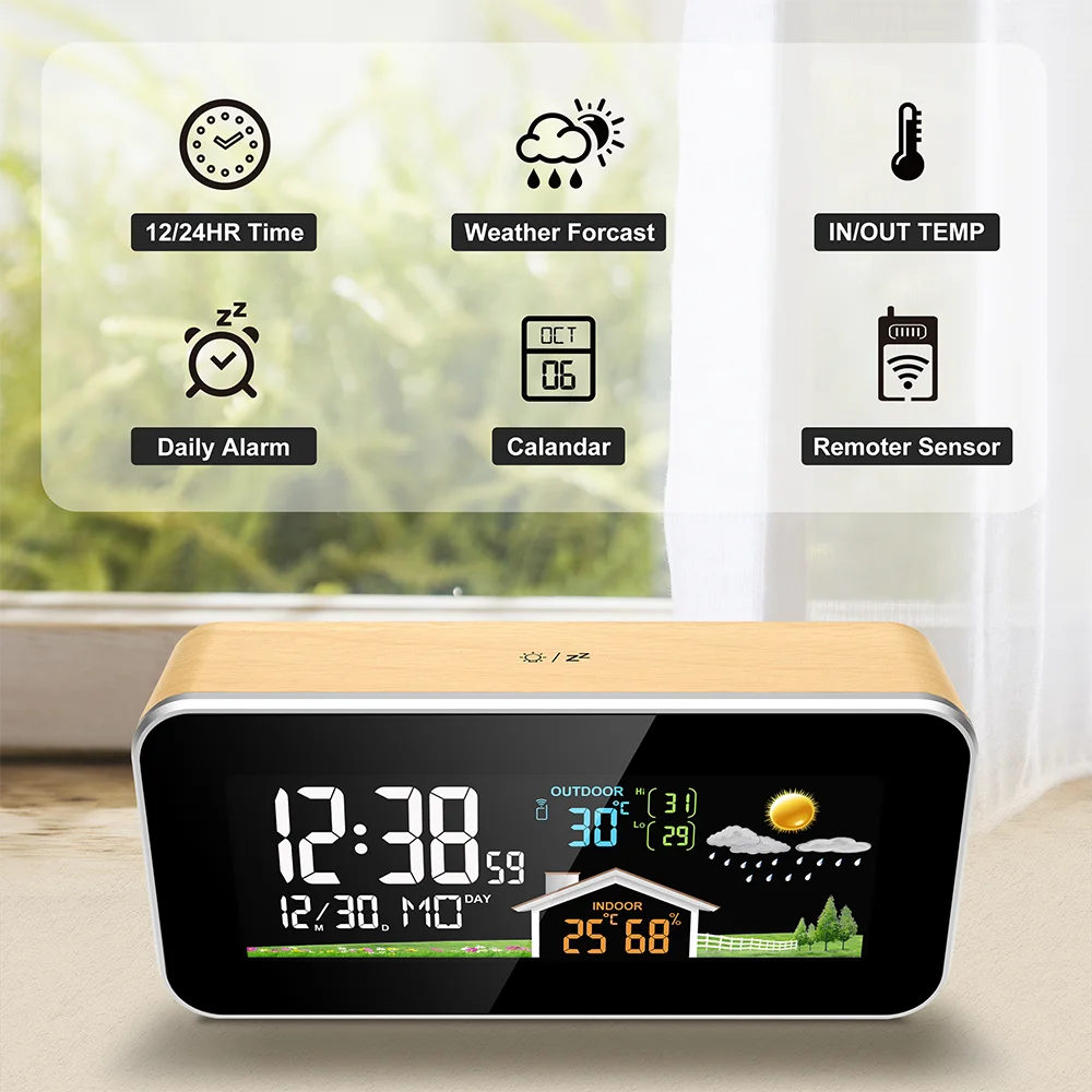 FanJu-Weather-Station-Alarm-Digital-Clock-Color-Display-DCF-Electronic ...