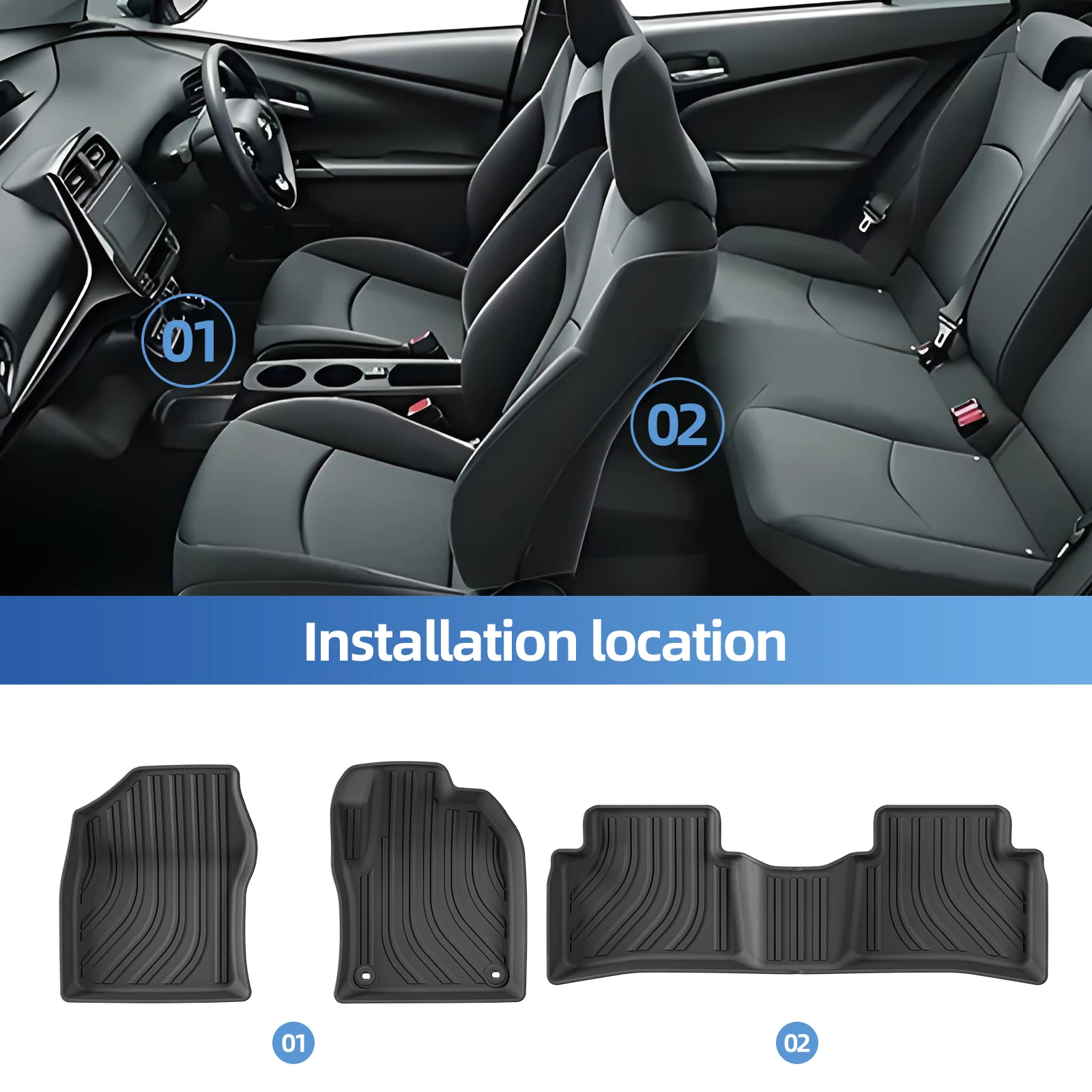 RHD for Toyota Prius 50Series (Hybrid Version) 2018-2022 Car Floor Mats ...