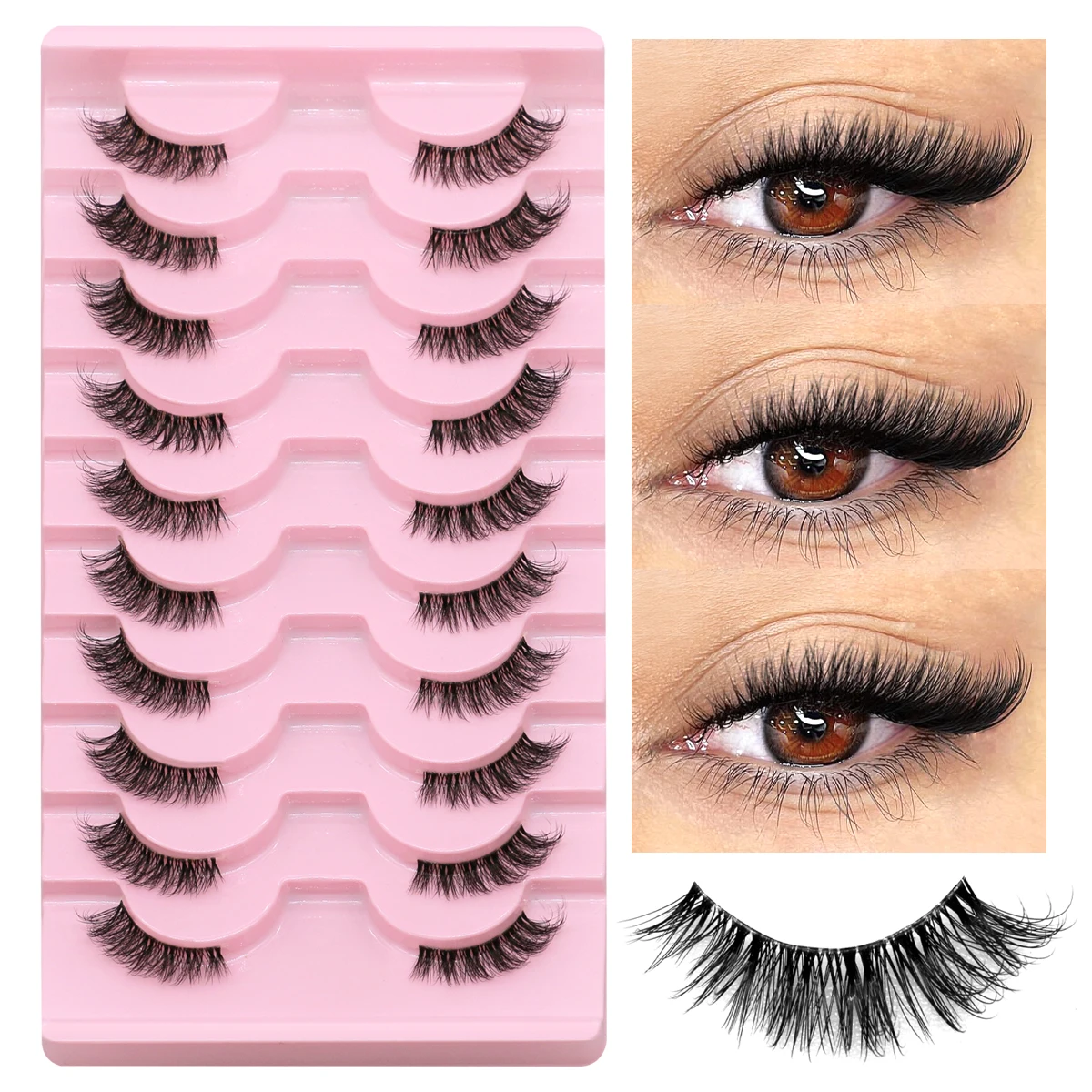 GROINNEYA-Half-Fake-Eyelashes-Half-Lashes-Soft-Natural-Cat-Eye-Lashes ...