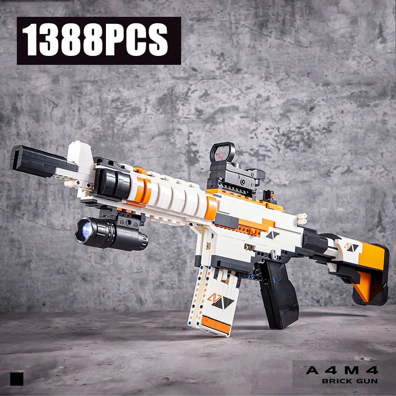 Military M4A4 Rifle Assembled Building Blocks Model MOC Army Firearms ...