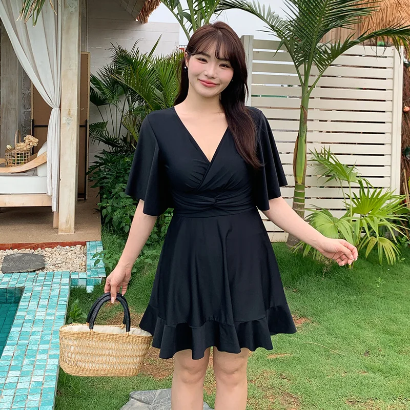 Plus Size One-piece Swimwear Women Swimdress Ladies Large Swims Dress ...
