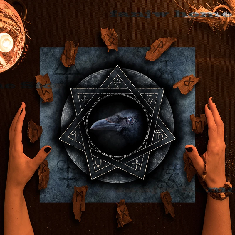 2023-Raven-Witchcraft-Tarot-Tablecloth-Altar-Cloth-Pagan-Clock-Pendulum ...