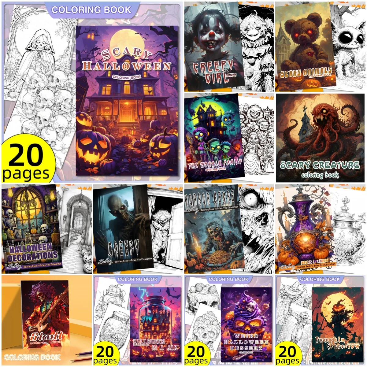 1PC-Halloween-Coloring-Book-Scary-Skull-Pumpkins-Drawings-for-Kids ...