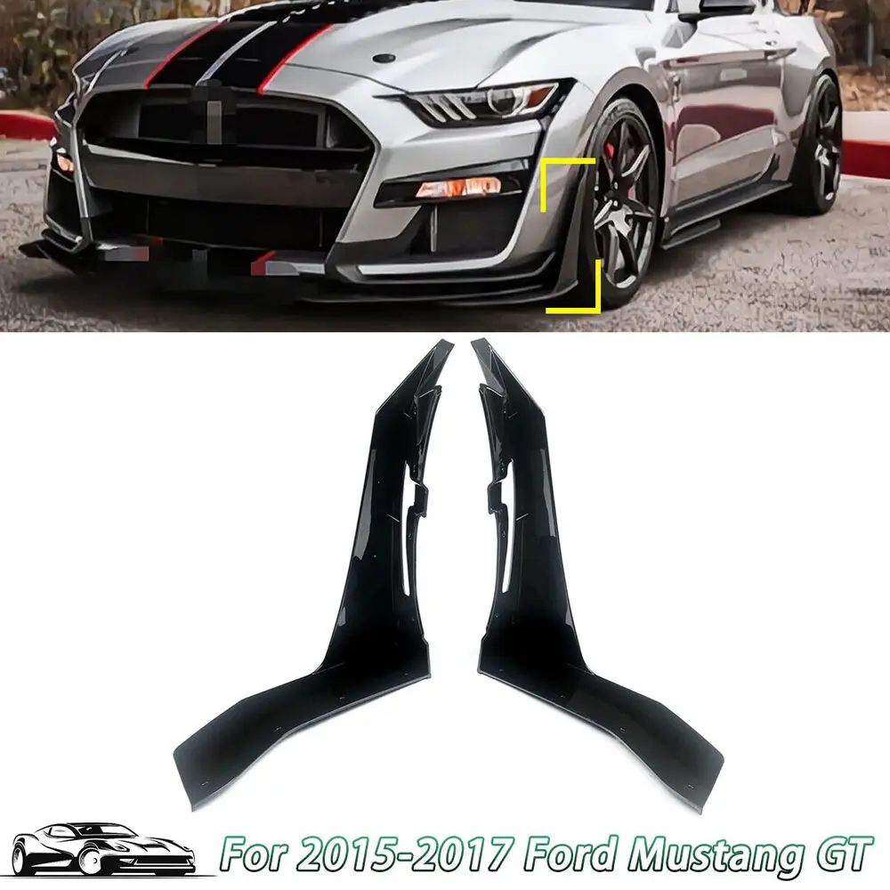 Black-Shiny-For-2015-2022-Ford-Mustang-GT500-Gloss-Black-Front-Bumper ...