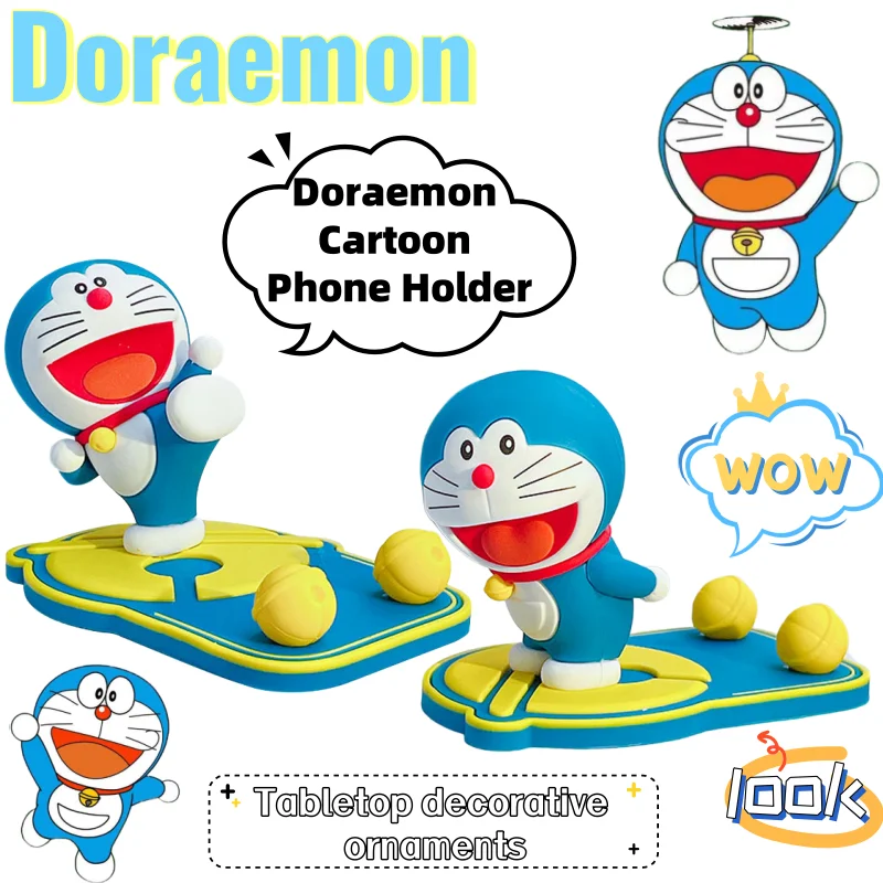 Doraemon Personality Creative Kawaii Phone Holder Cartoon Cute 2D Anime ...