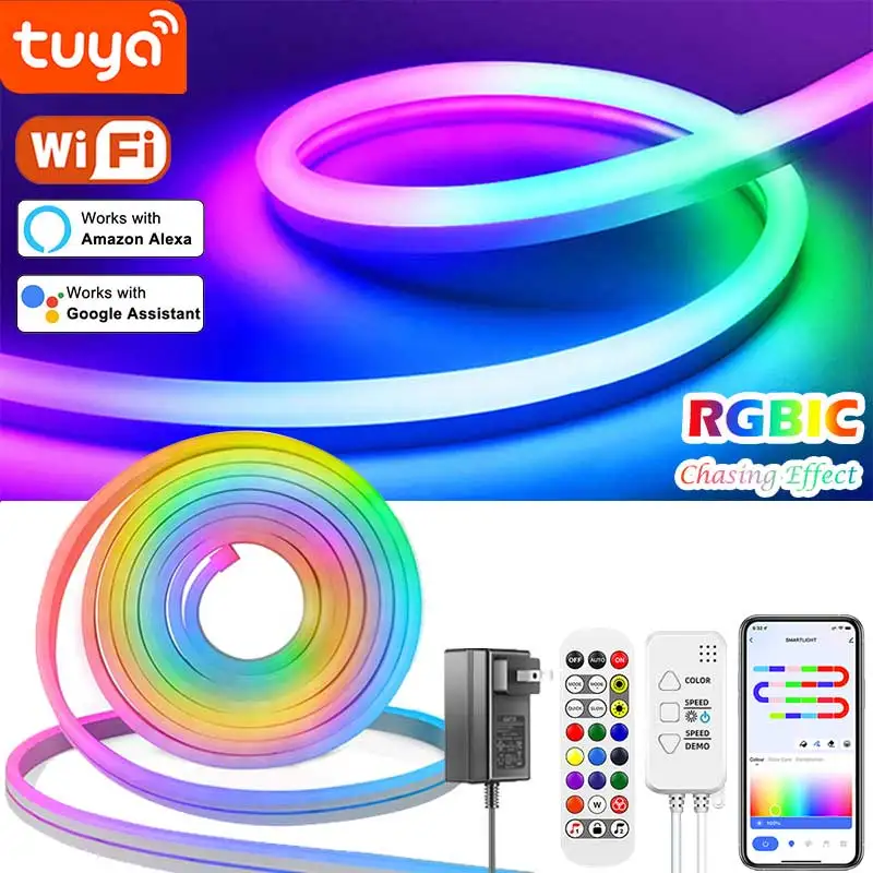 TUYA-Neon-LED-Strip-Lights-Silicone-Neon-Rope-Light-5-24V-84LEDs-M-with ...