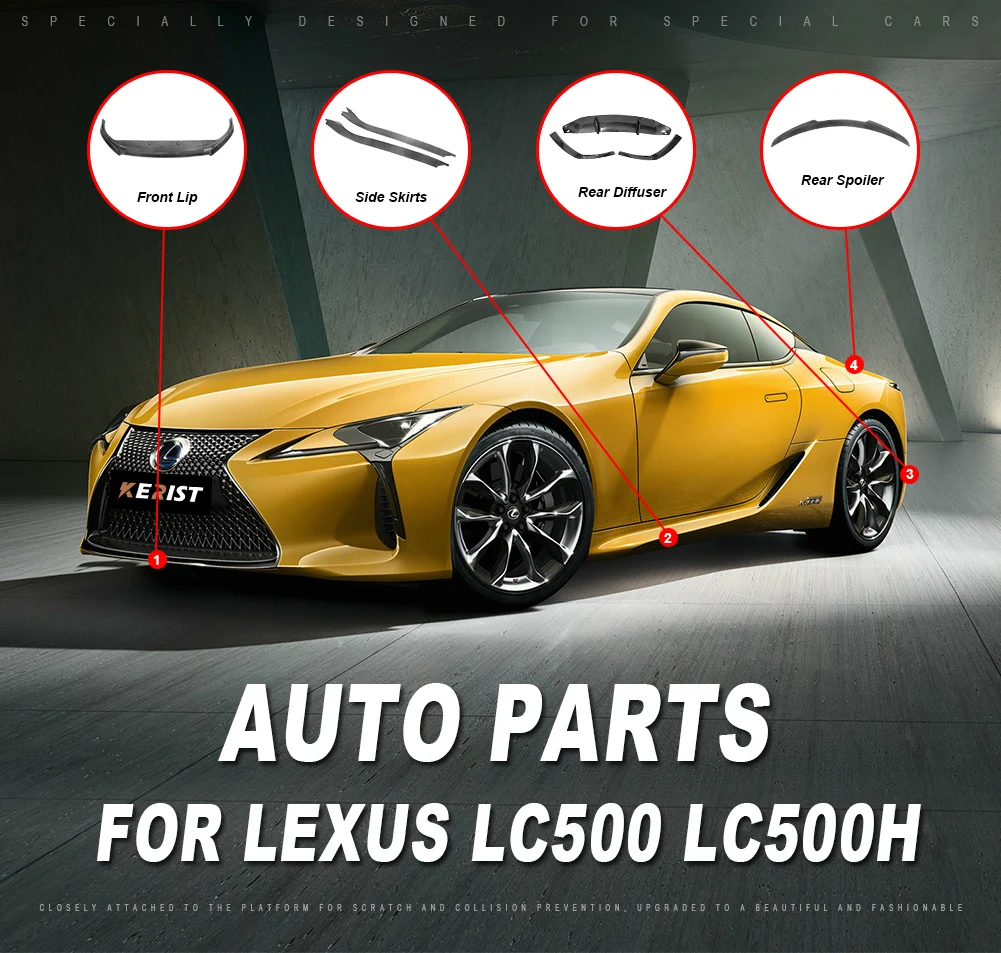 Carbon-Fiber-body-kits-4-Sets-Front-Lip-Spoiler-Side-Skirts-rear ...