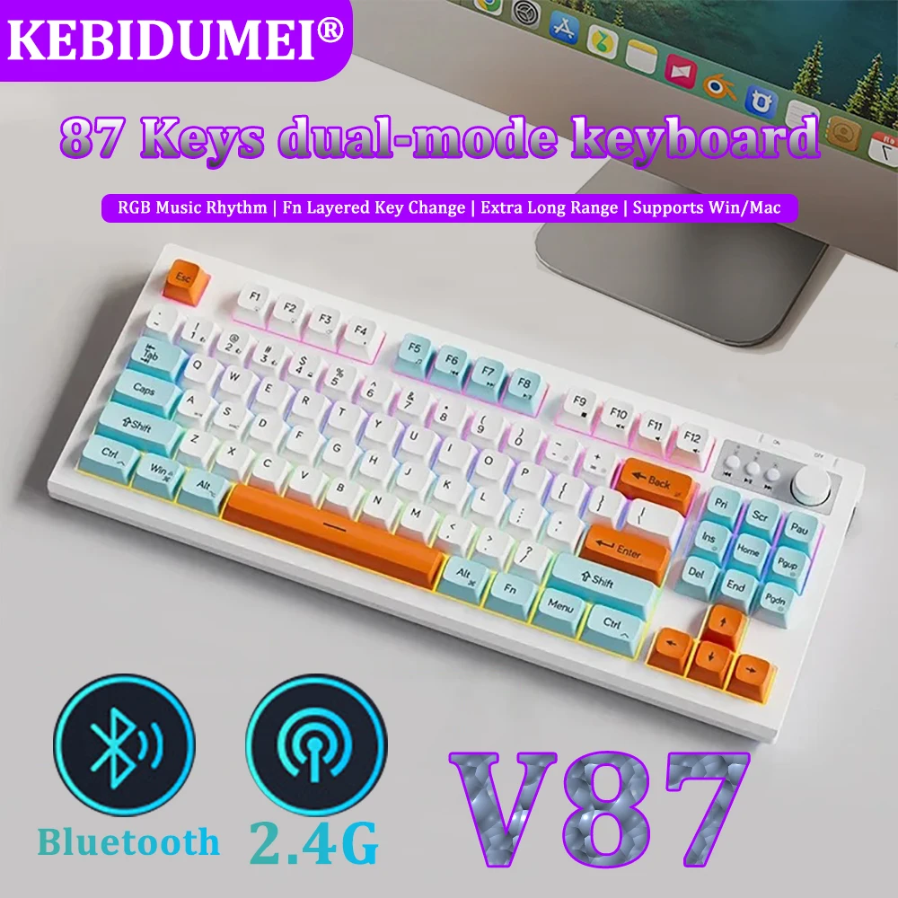 87-Keys-Bluetooth-Keyboard-Mechanical-Dual-Mode-2-4G-Wireless-Keyboard ...