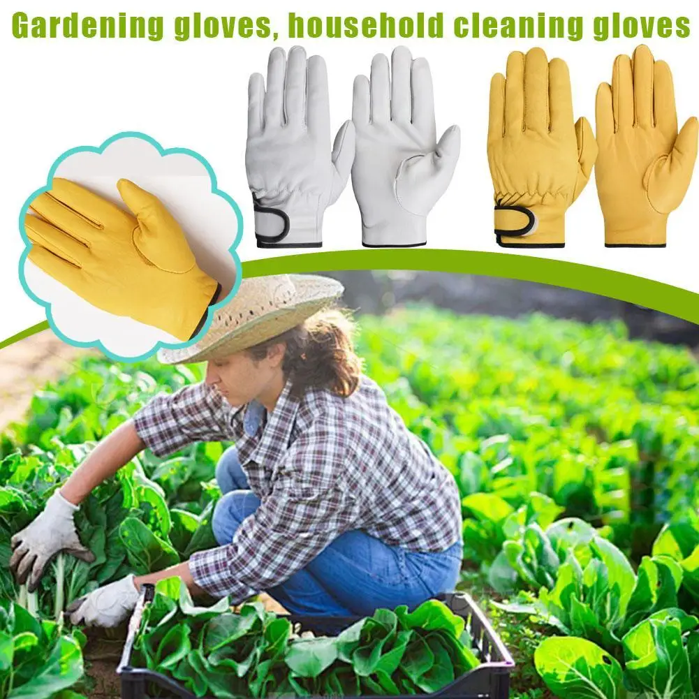 Flex-Grip-Leather-Work-Gloves-Stretchable-Wrist-Tough-Cowhide-Working ...