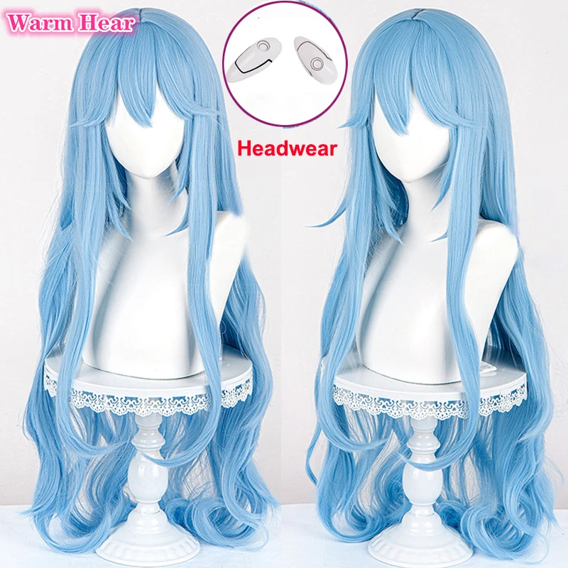 Ayanami Rei Cosplay Eva Cosplay Ayanami Rei Wig 100cm Blue Long Curly ...