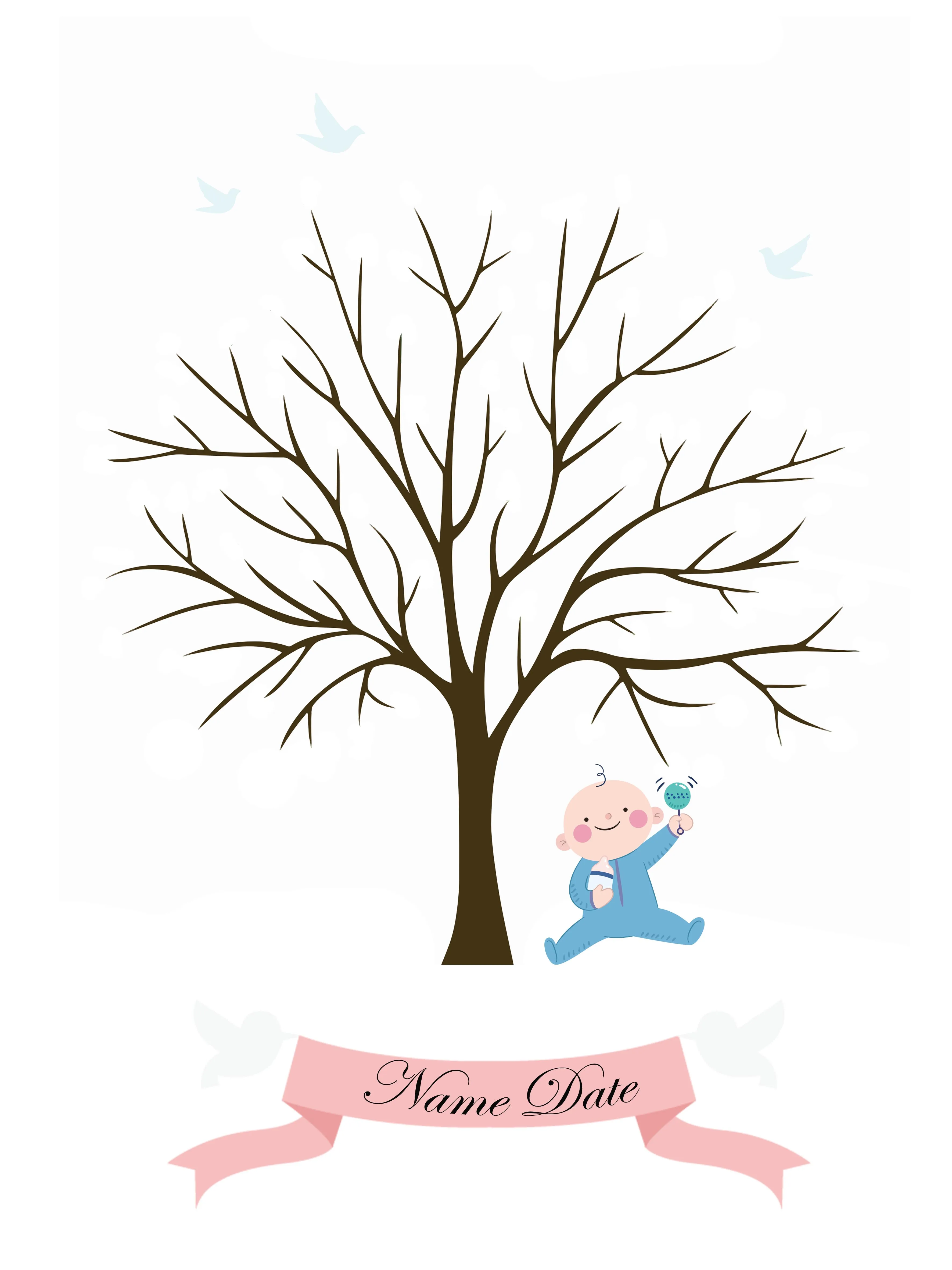 Fingerprint Tree Template Baby Shower