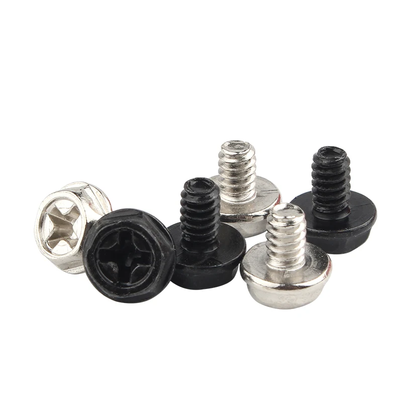 100PCS Toothed Hex Mounting Screws 6#5 6 8mm for PC Case Hard Drive ...
