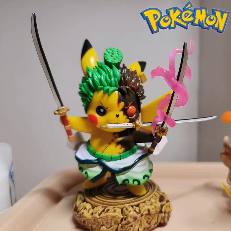 12cm-Pokemon-Anime-Kawaii-Pikachu-Cosplay-Roronoa-Zoro-Pvc-Action-Model ...