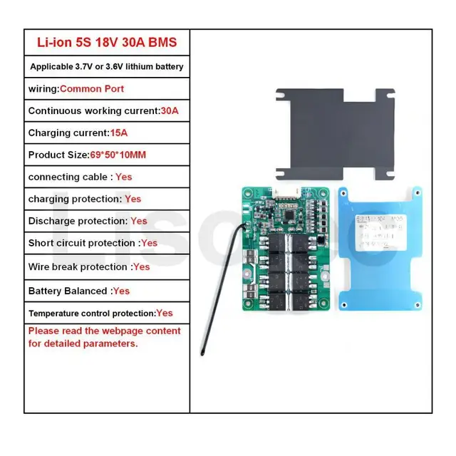 BMS 5S 18V 21V 30A with Balance NTC Temperature Protection Circuit ...