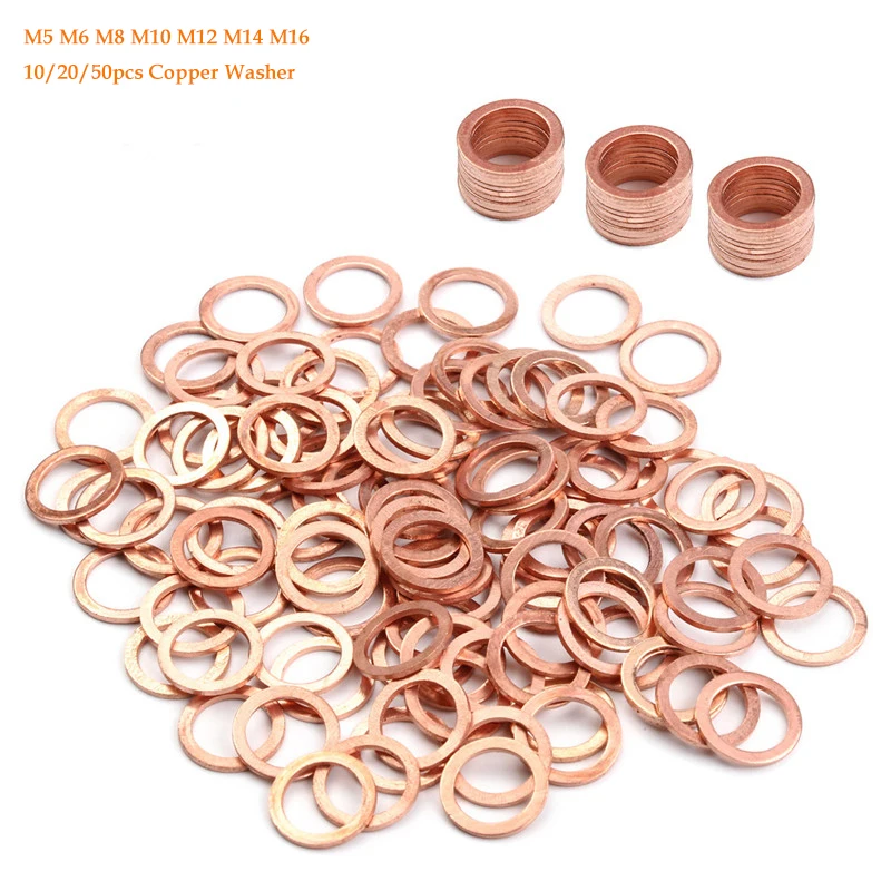 10/20/50Pcs Koper Wasmachine Effen Pakking Carterplug Olie Seal Shim ...