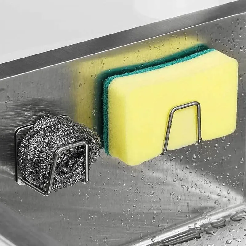 Sink-Sponge-Holder-For-Kitchen-Slivery-Stainless-Steel-Household-Water ...
