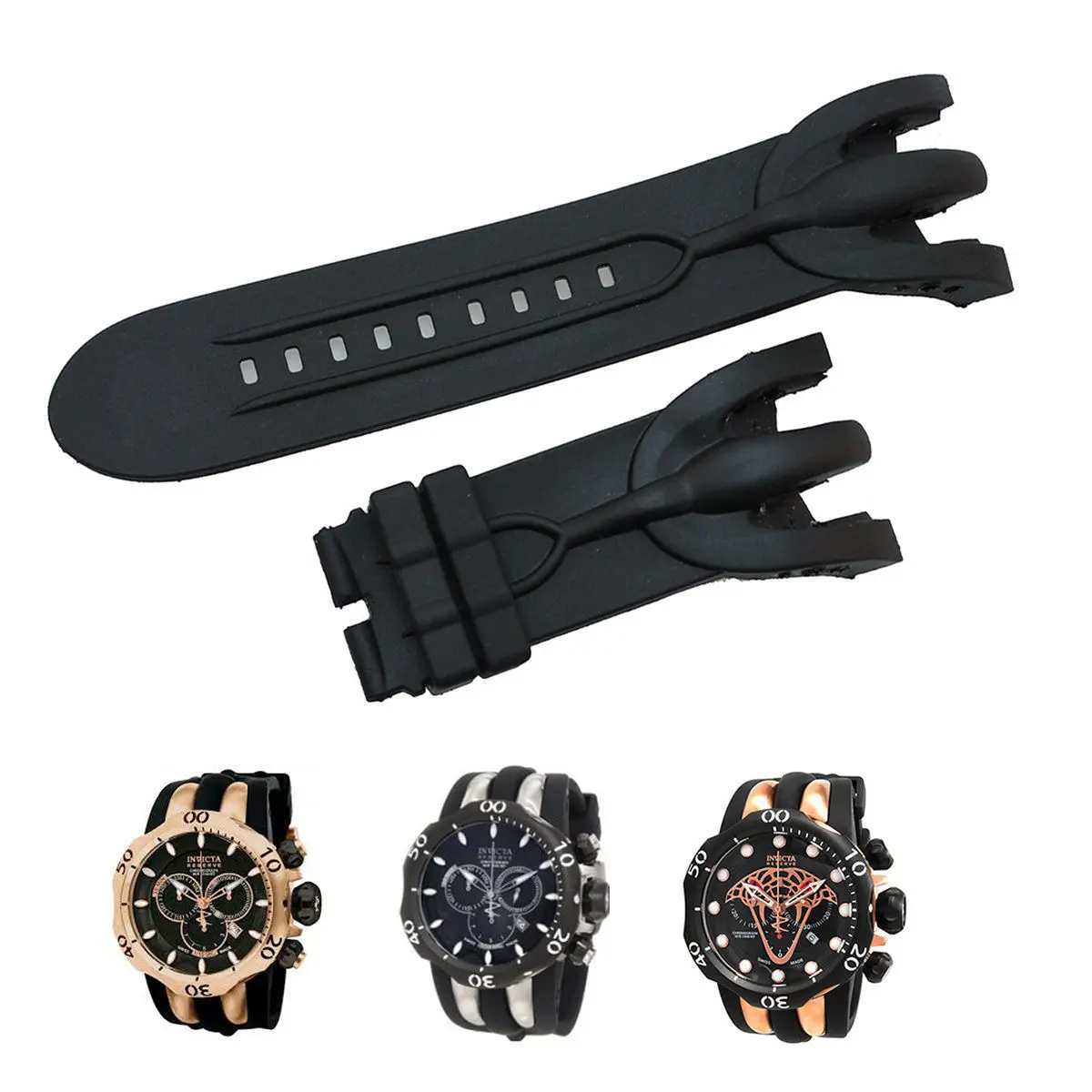 36mm-Watchband-for-Invicta-Series-Diving-Silicone-Rubber-Black-Men-s ...