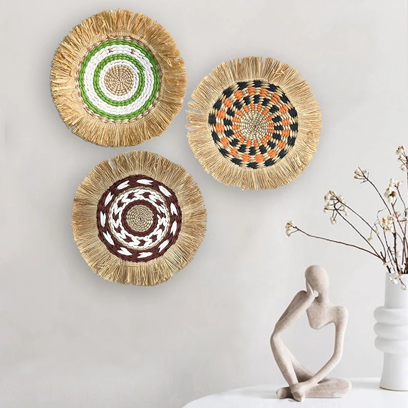 Moroccan-Style-Grass-Woven-Wall-Decor-Circular-Wall-Hanging-Wall ...