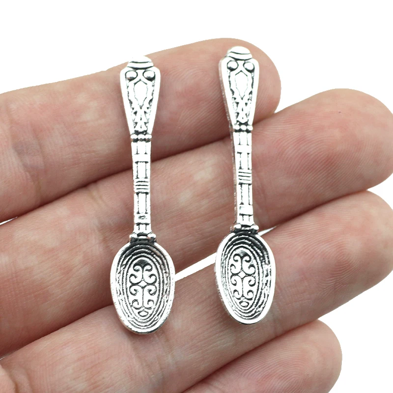 Newest 15Pieces 10*44mm Mixed Alloy Antique Silver Color Spoon Charms ...